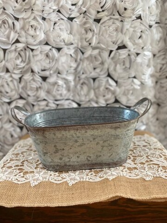 Galvanized Rectangular Tub 6"x12" | EscamillasPartyRental.com Riverside, CA