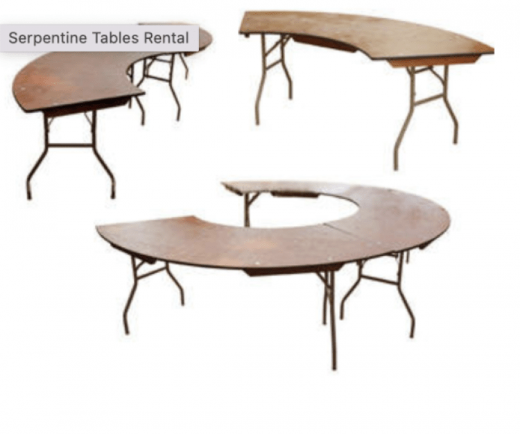 Serpentine Table | EscamillasPartyRental.com Riverside, CA